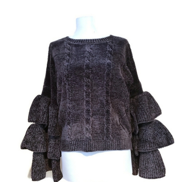 Elan | Sweaters | New Elan Ruffle Tiered Chenille Sweater | Poshmark